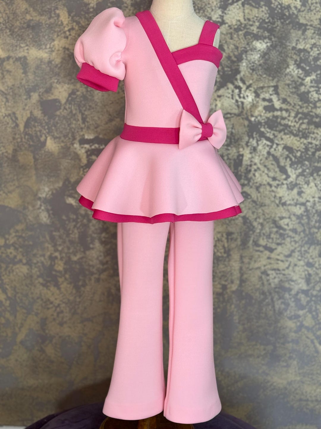 Light Pink Interview Jumpsuit Pageant Hot Pink Outfit Girls Neoprene ...