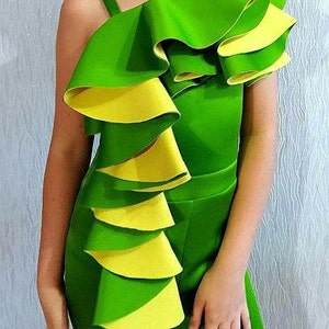 Green Yellow Jumpsuit Pageant Fun Fashion Girls Neoprene Outfit Light ...