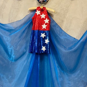 Red White Blue Wear With Cape Pageant Fun Fashion Girls Patriotic ...