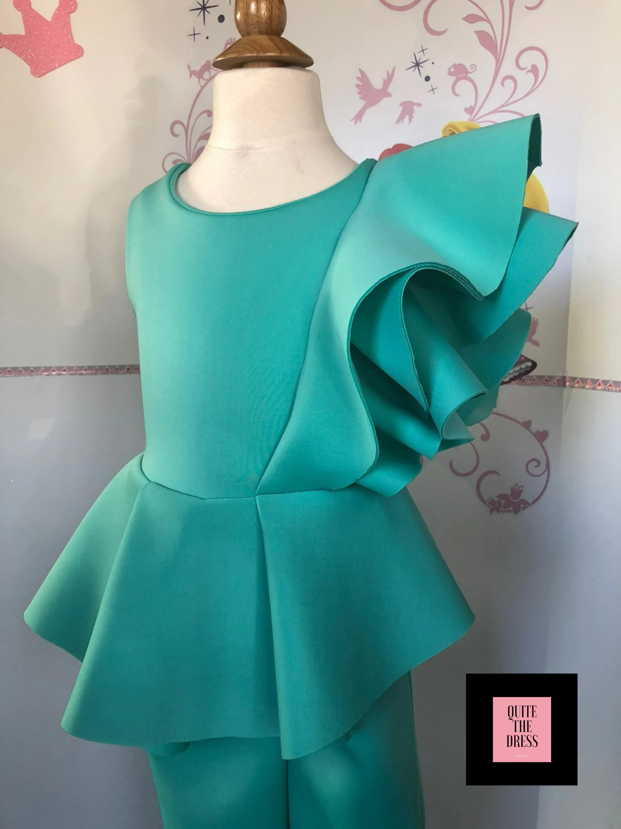 Mint Aqua Turquoise Interview Jumpsuit Pageant Outfit Girls Neoprene ...