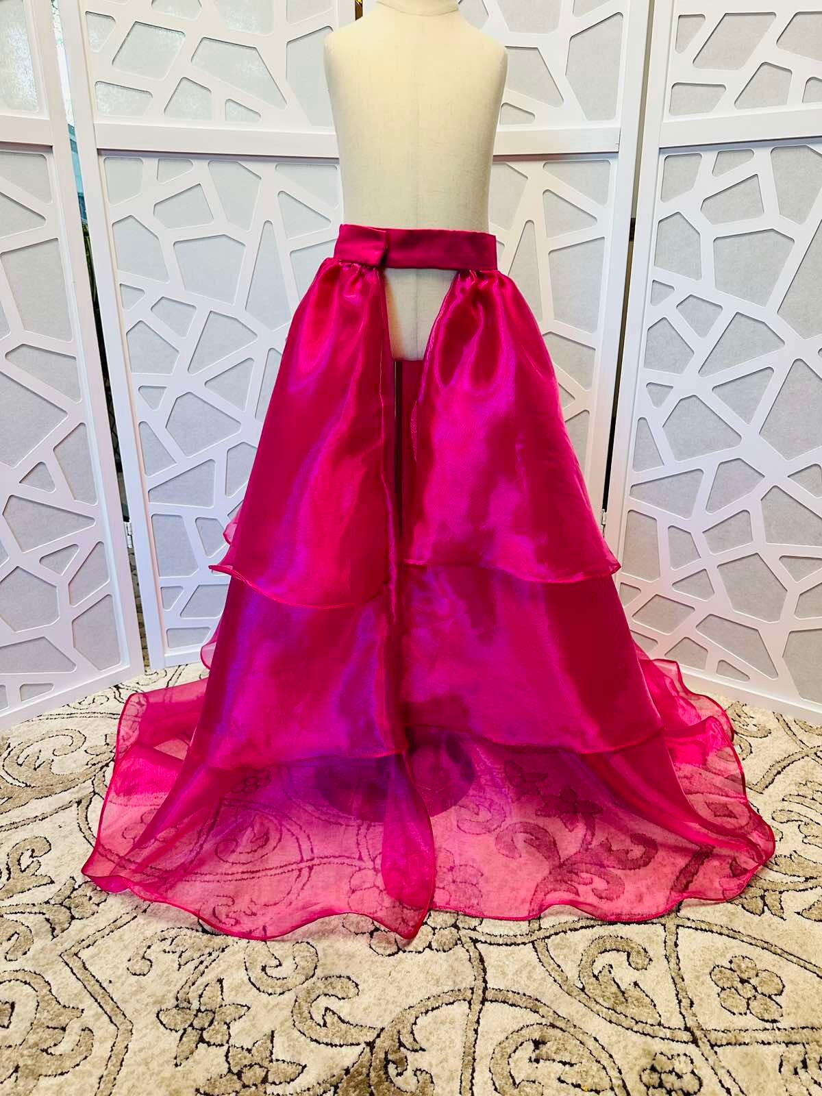 White Organza Pageant Runway Skirt Girls White Waist Cape White Fun ...