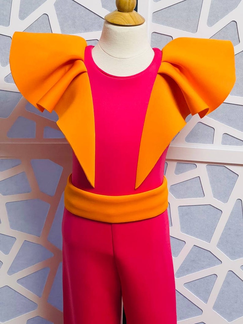 Hot Pink Orange Interview Jumpsuit Pageant Outfit Girls Neoprene Pink ...