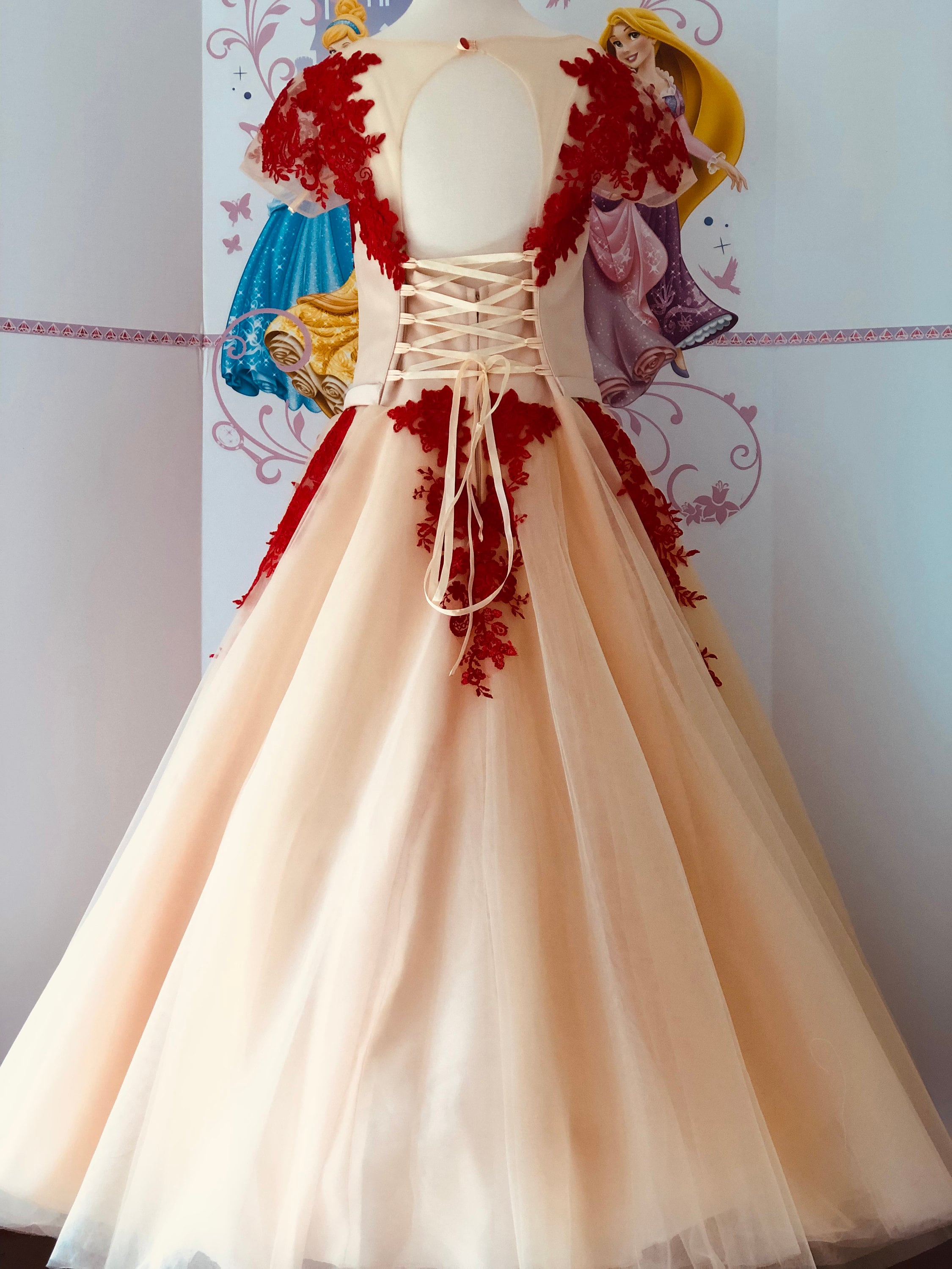 Red Beige Dress Pageant Prom Formal Girls Ball Gown Party - Etsy