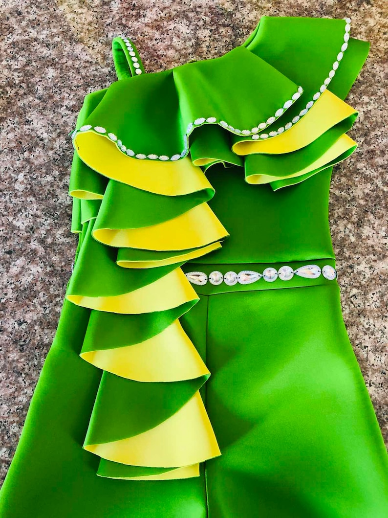 Green Yellow Jumpsuit Pageant Fun Fashion Girls Neoprene - Etsy