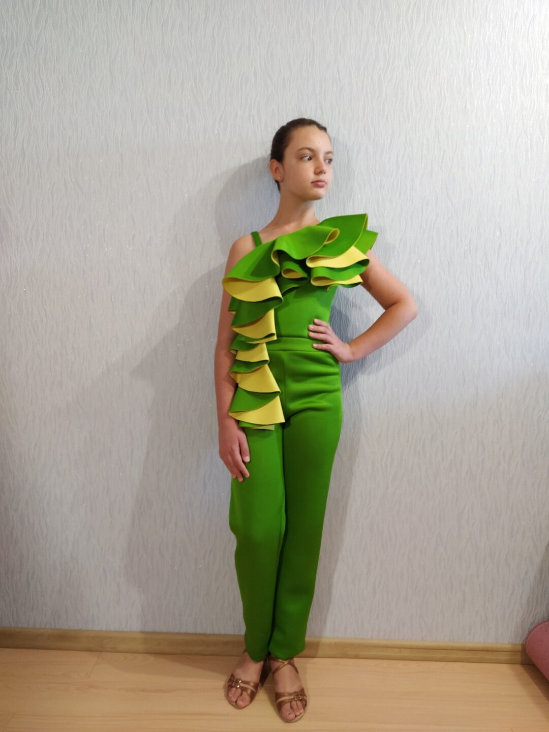Green Yellow Jumpsuit Pageant Fun Fashion Girls Neoprene - Etsy