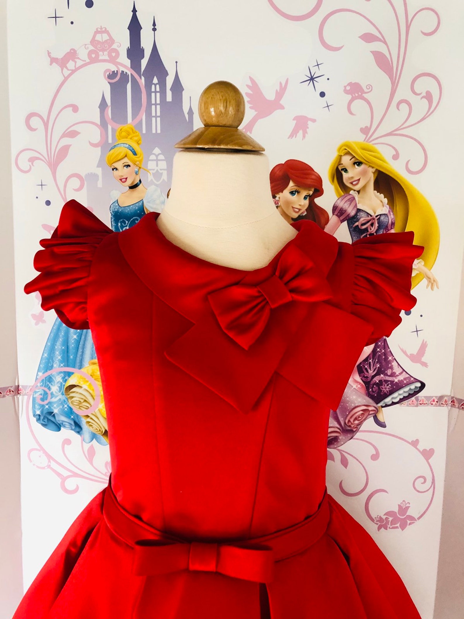 Red Interview Dress Pageant Dress With Bow Girls Satin Fluffy Dress ...