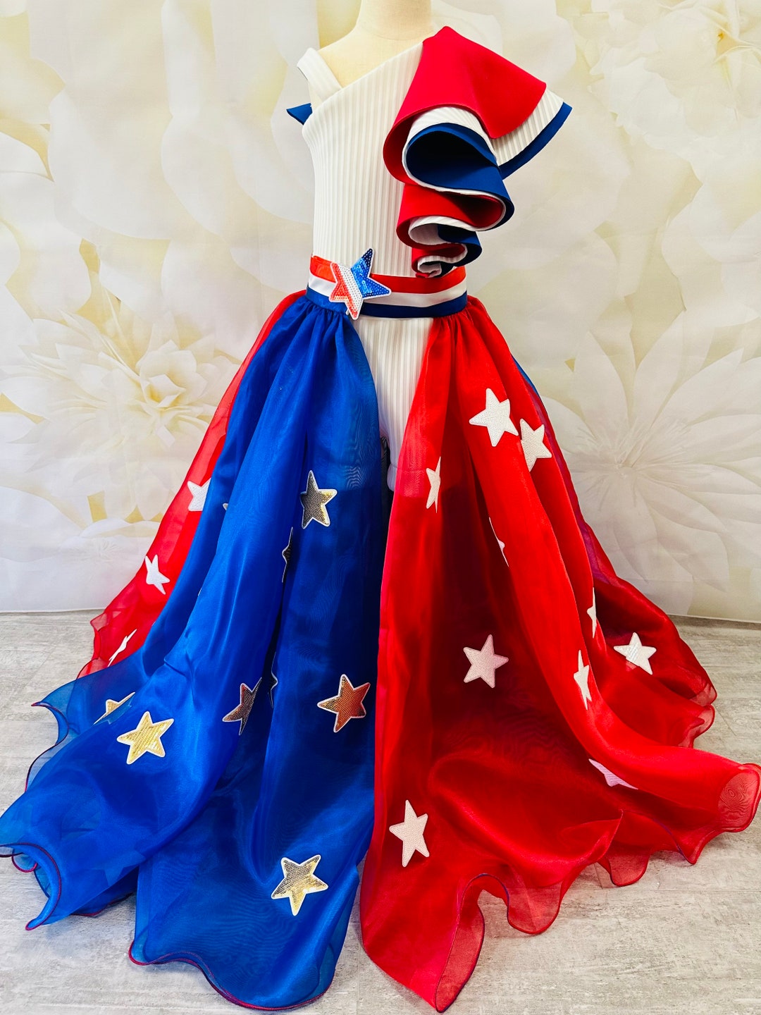 Red White Blue Wear With Cape Pageant Fun Fashion Girls Patriotic ...