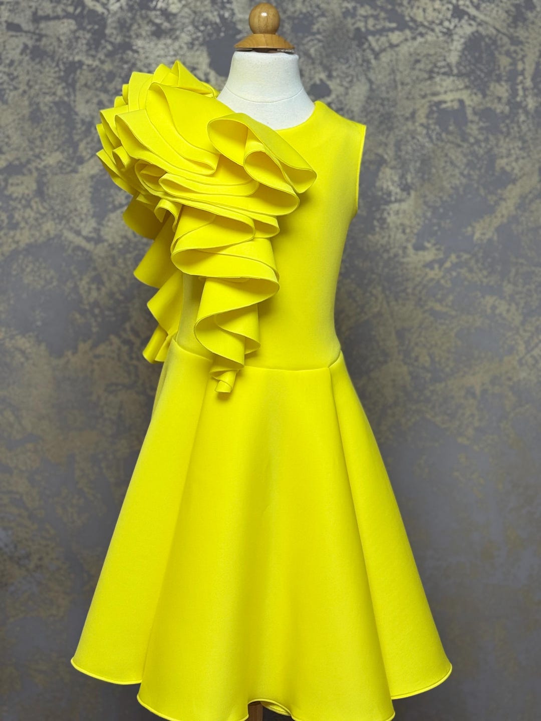 Yellow Interview Dress Pageant Yellow Cocktail Girls Neoprene Scuba ...