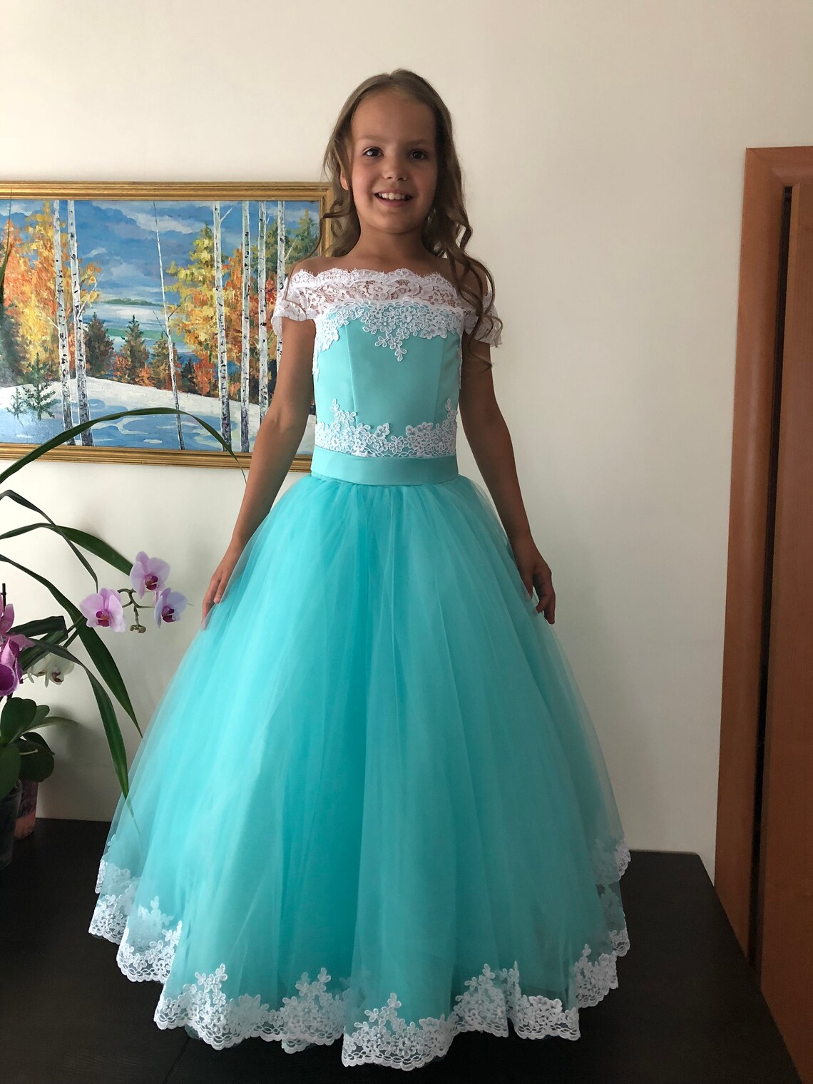 Turquoise Blue Aqua Dress Pageant Prom Dress Girls Ball Gown - Etsy