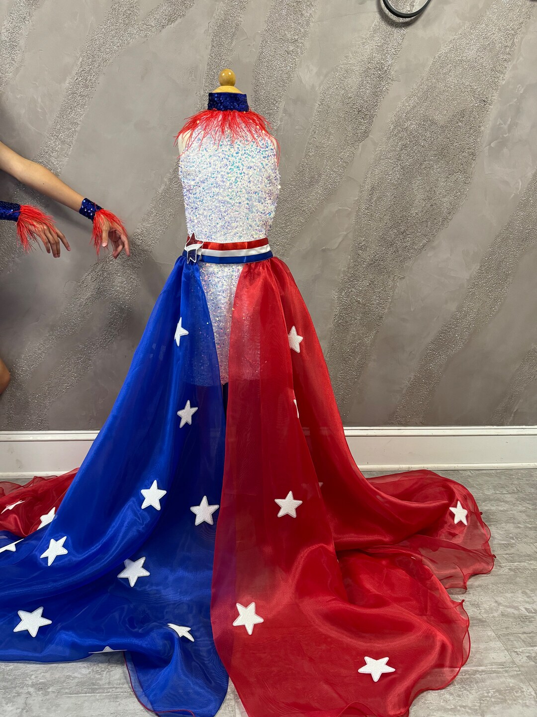Red White Blue Wear With Cape Pageant Fun Fashion Girls Patriotic ...