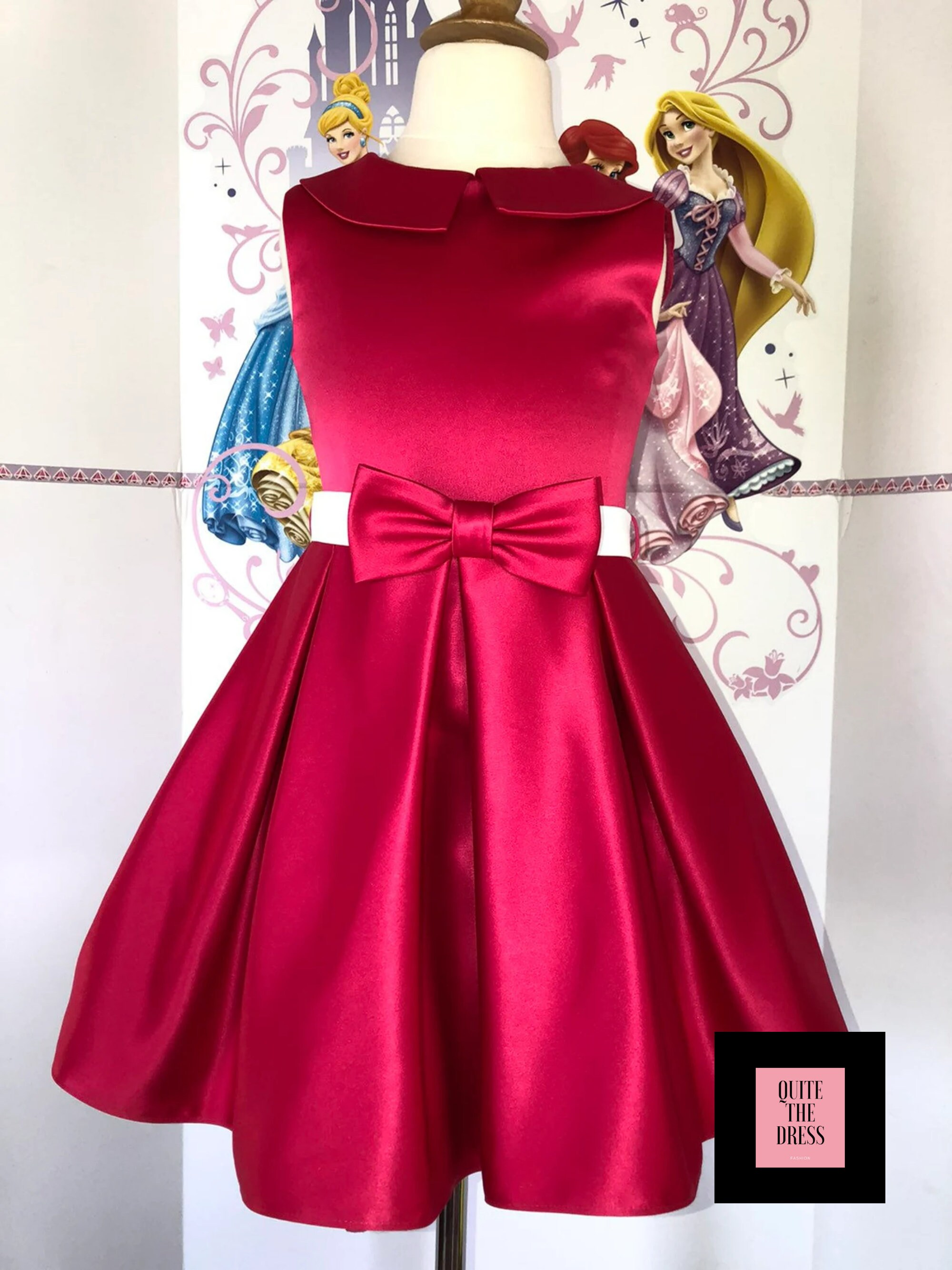Hot Pink Interview Dress Pageant Dress With Bow Girls Satin - Etsy