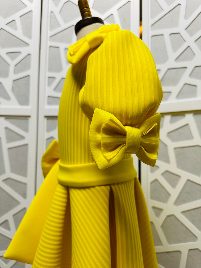 Yellow Interview Pageant Sleeve Bow Scuba Neoprene Girls Dress - Etsy
