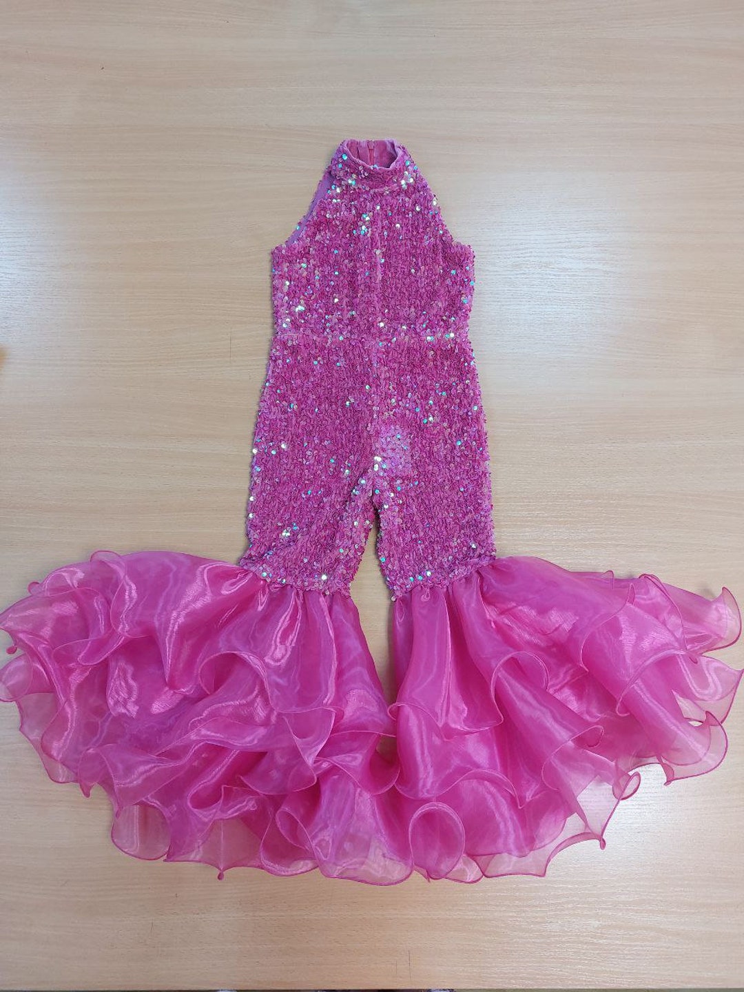 Hot Pink Sparkly Jumpsuit Pageant Outfit Girls Sequins Organza - Etsy