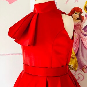 Red Interview Dress Pageant Dress With Belt Girls Satin Fluffy | Etsy