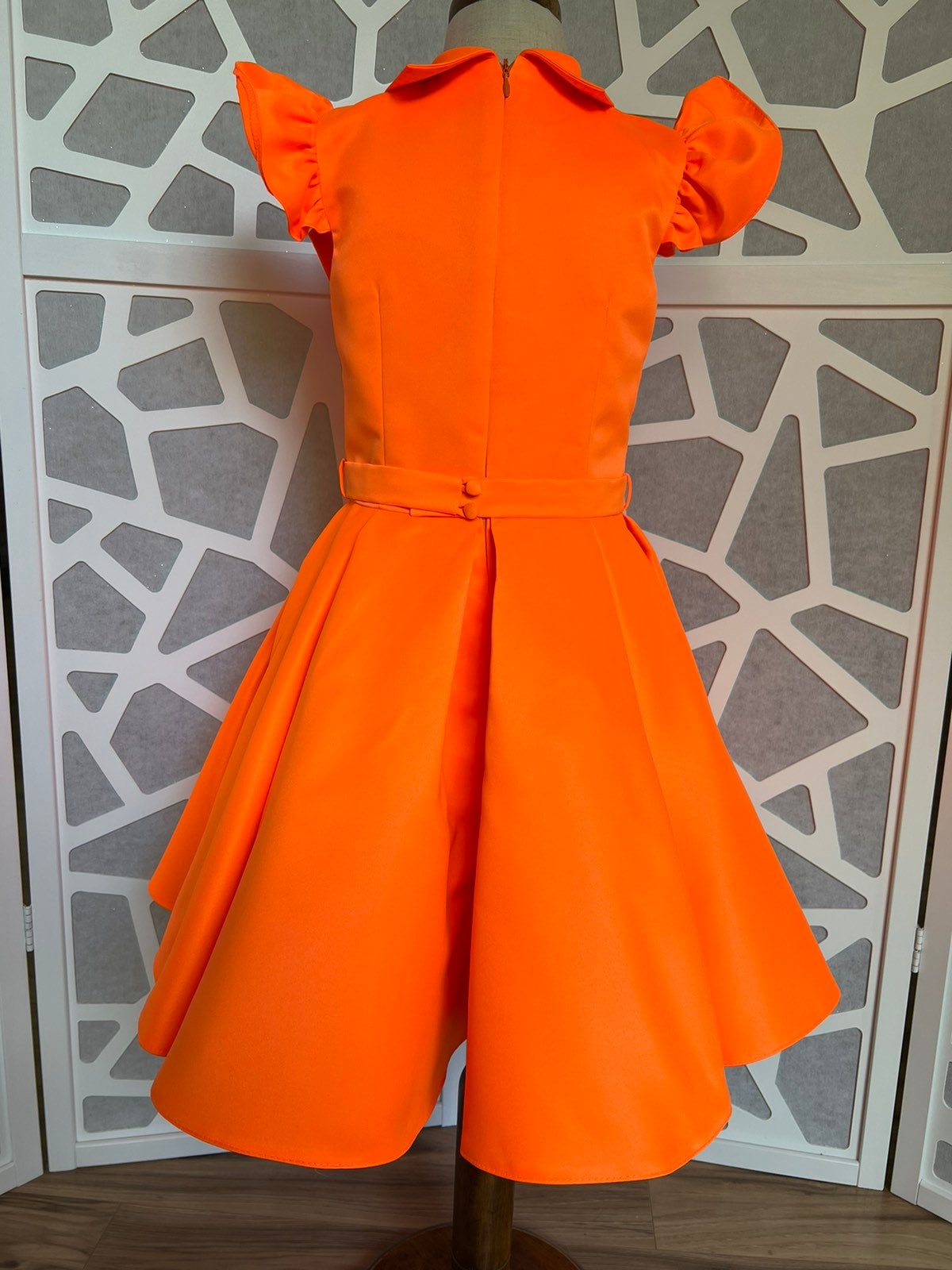 Orange Interview Dress Pageant Dress With Bow Girls Satin Fluffy Dress ...