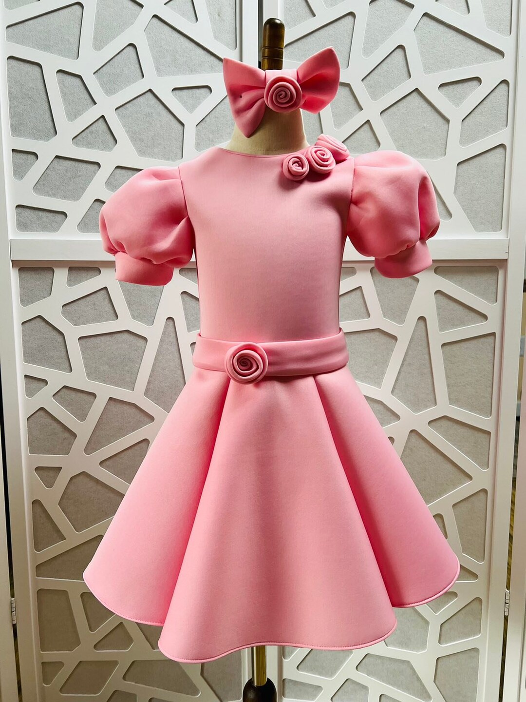 Light Pink Interview Dress Unique Interview Sleeves Dress With Bow ...