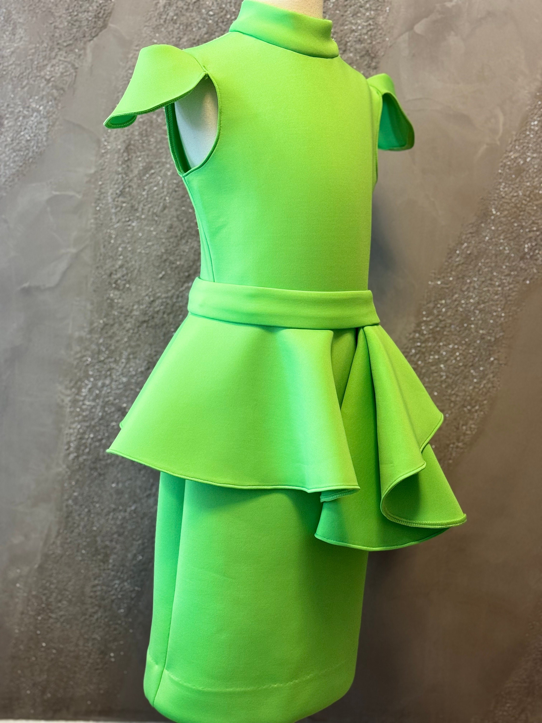 Kelly Green Pageant Dress With Peplum Girls Neoprene Homecoming Outfit ...