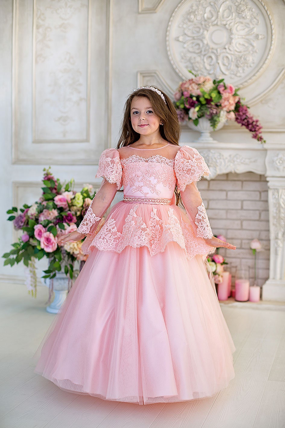 Light Pink Dress Pageant Prom Dress Girls Ball Gown Party Birthday ...