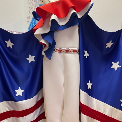 Red White Blue Jumpsuit With Cape Pageant Fun Fashion Girls - Etsy