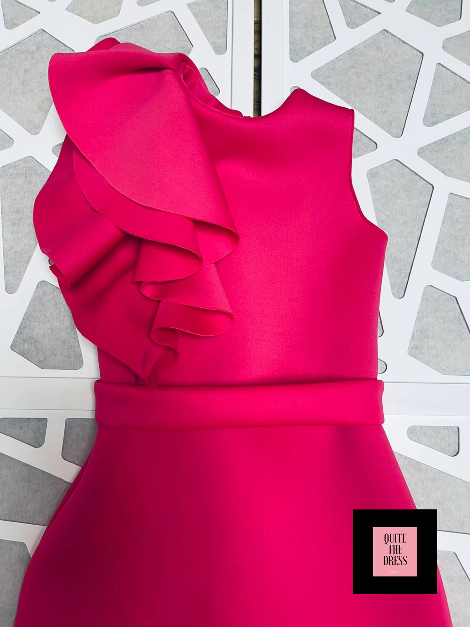 Hot Pink Pageant Dress With Ruffles Girls Neoprene Homecoming Dress ...
