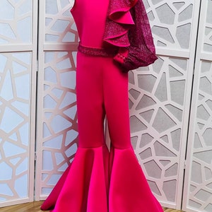 Hot Pink Sparkly Jumpsuit Pageant Outfit Girls Neoprene Jumpsuit ...