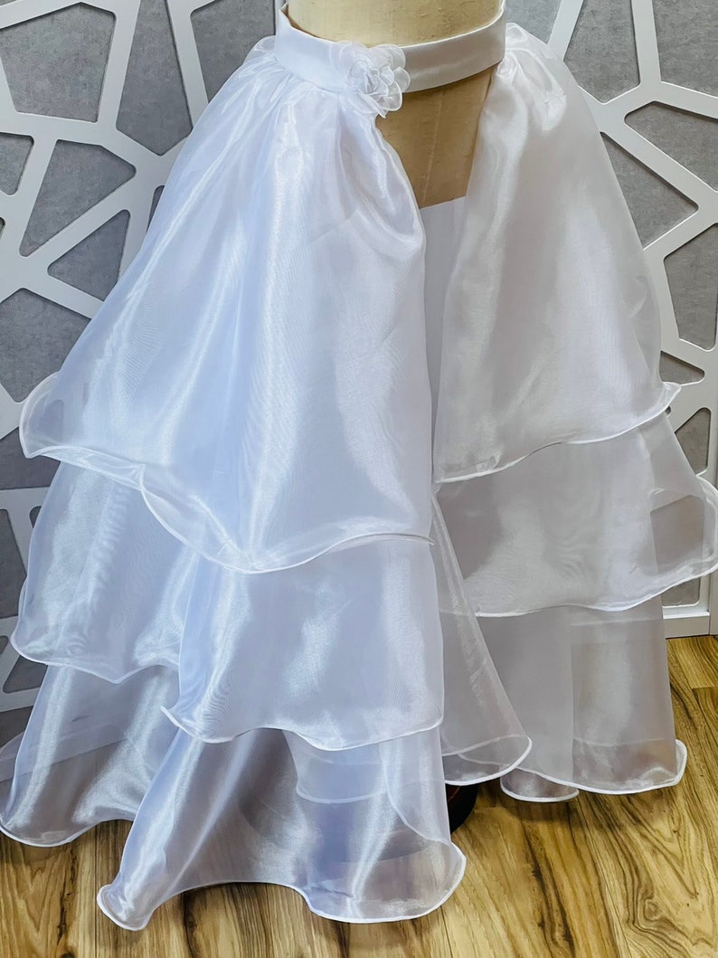 White Organza Pageant Runway Skirt Girls White Waist Cape - Etsy