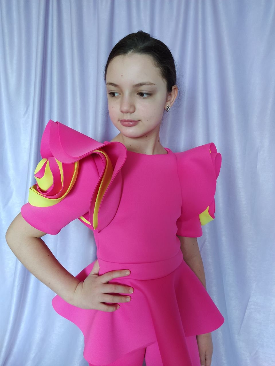 Hot Pink Yellow Top Pageant Yellow Hot Pink Outfit Girls - Etsy