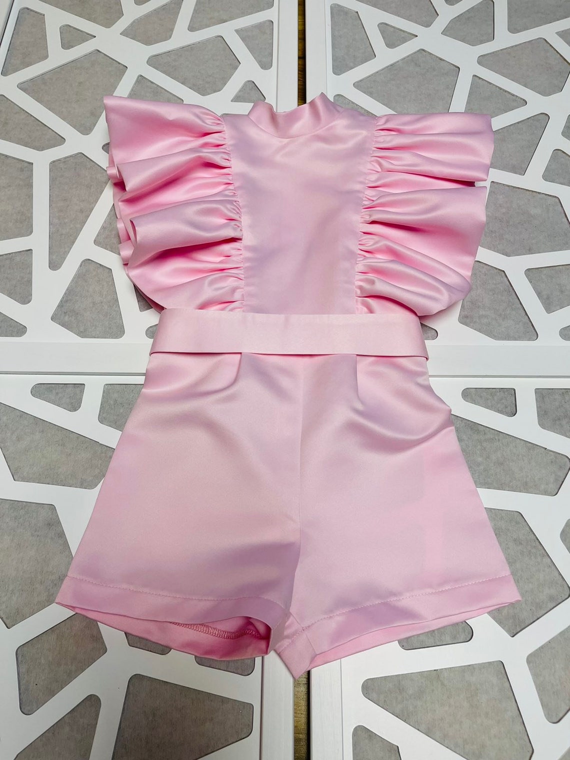 Bubble Pink Interview Jumpsuit Pageant Pink Outfit Girls Satin - Etsy