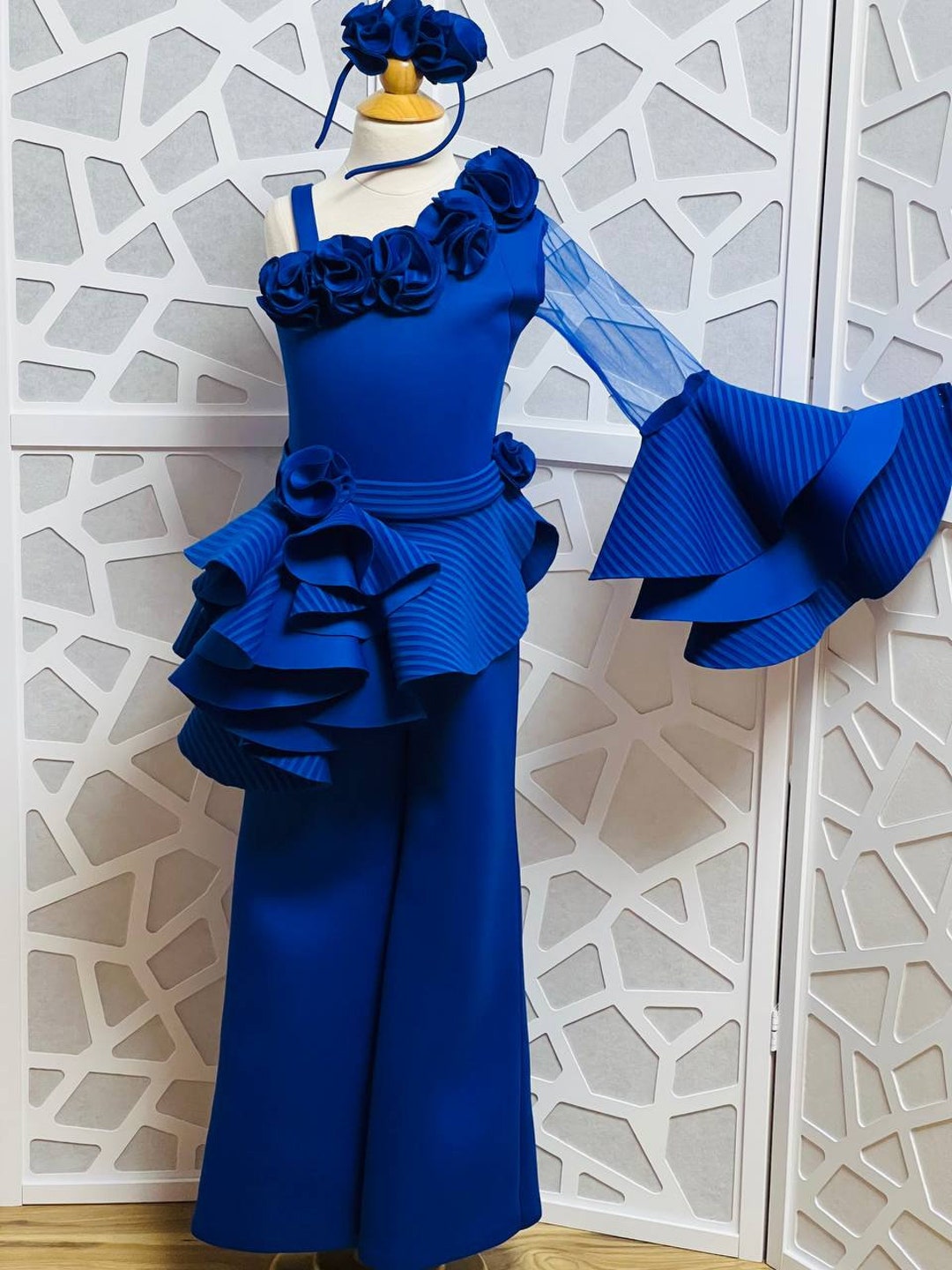 Royal Blue Interview Unique Pageant Ruffle Outfit Girls Neoprene ...