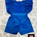 Royal Blue Interview Jumpsuit Pageant Blue Outfit Girls Satin Ruffles ...