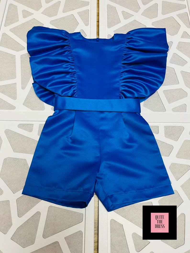 Royal Blue Interview Jumpsuit Pageant Blue Outfit Girls Satin - Etsy
