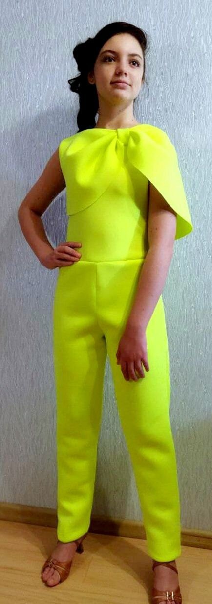 Yellow Pageant Interview girls outfit Bright yellow neoprene | Etsy