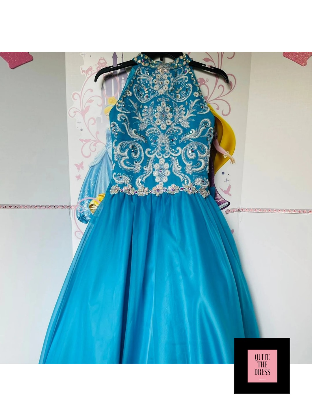 Turquoise Blue Aqua Dress Pageant Prom Dress Girls Ball Gown Party ...