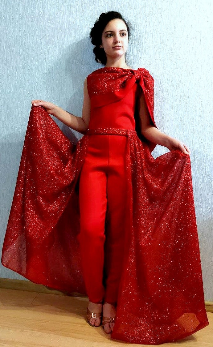 Unique Red Scuba Jumpsuit Pageant Fun Fashion Girls Neoprene - Etsy