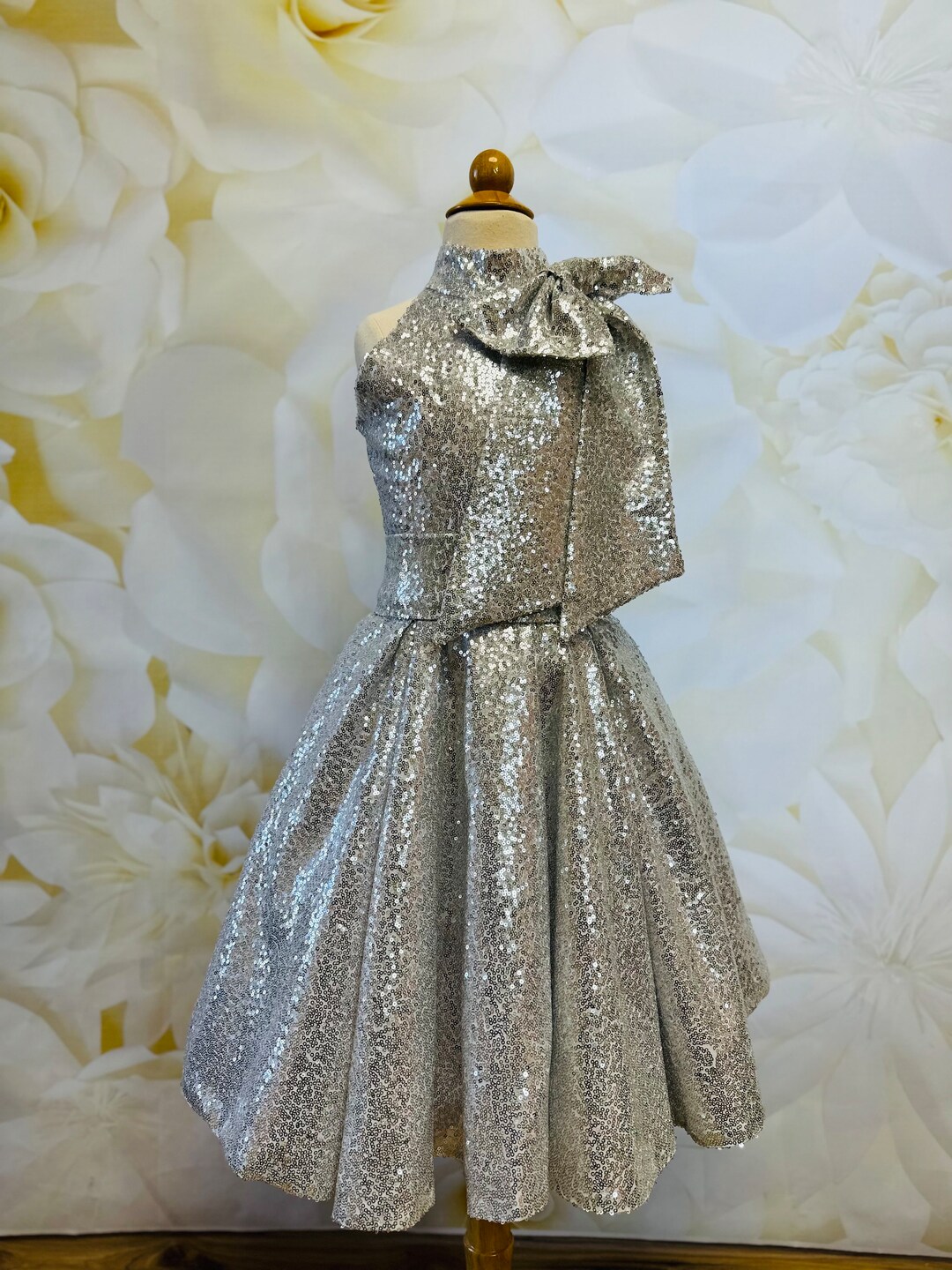 Cocktail Sequins Gold Girls Outfit Pageant Gold Sparkly Dress Custom ...