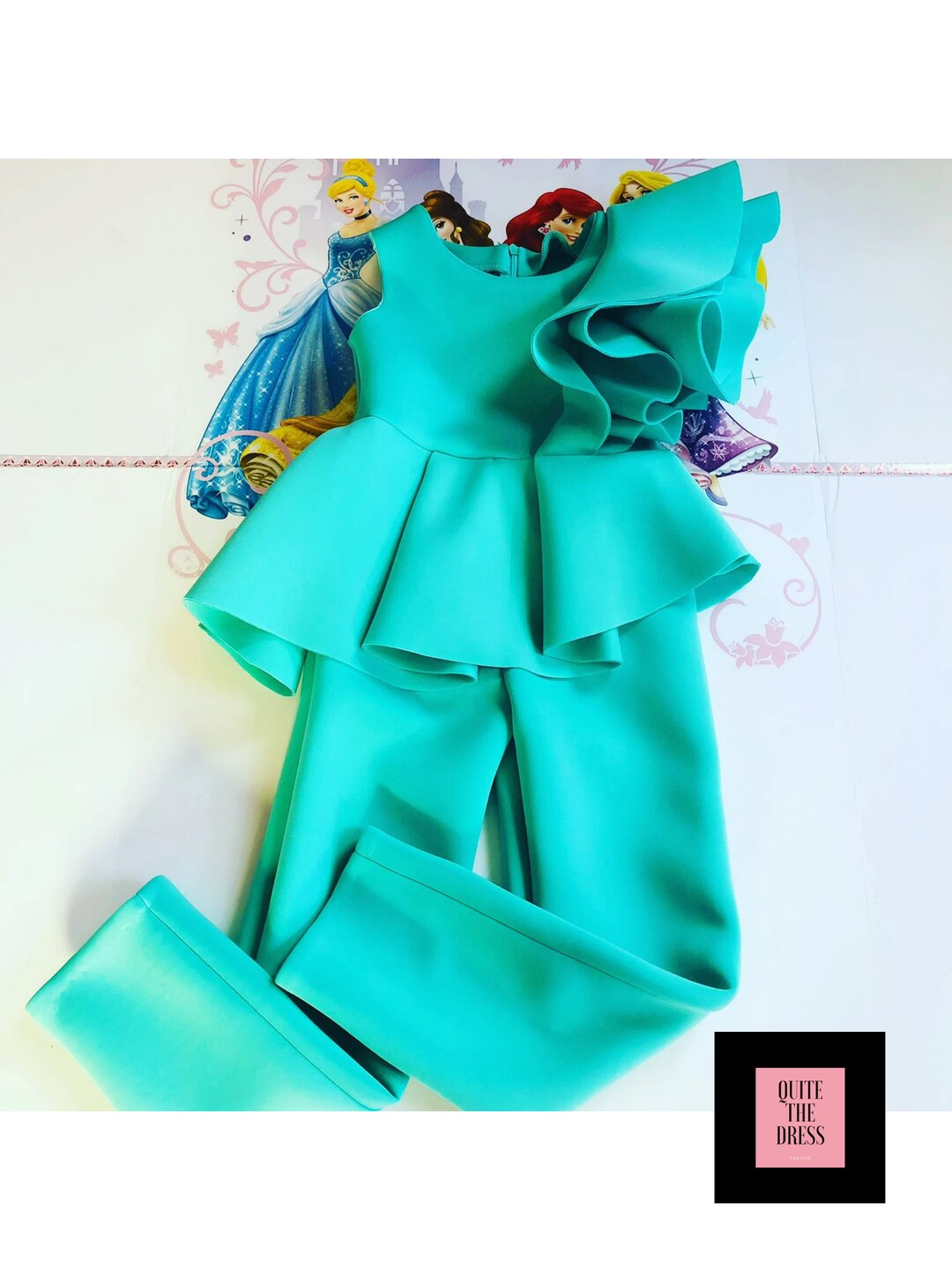 Mint Aqua Turquoise Interview Jumpsuit Pageant Outfit Girls Neoprene ...