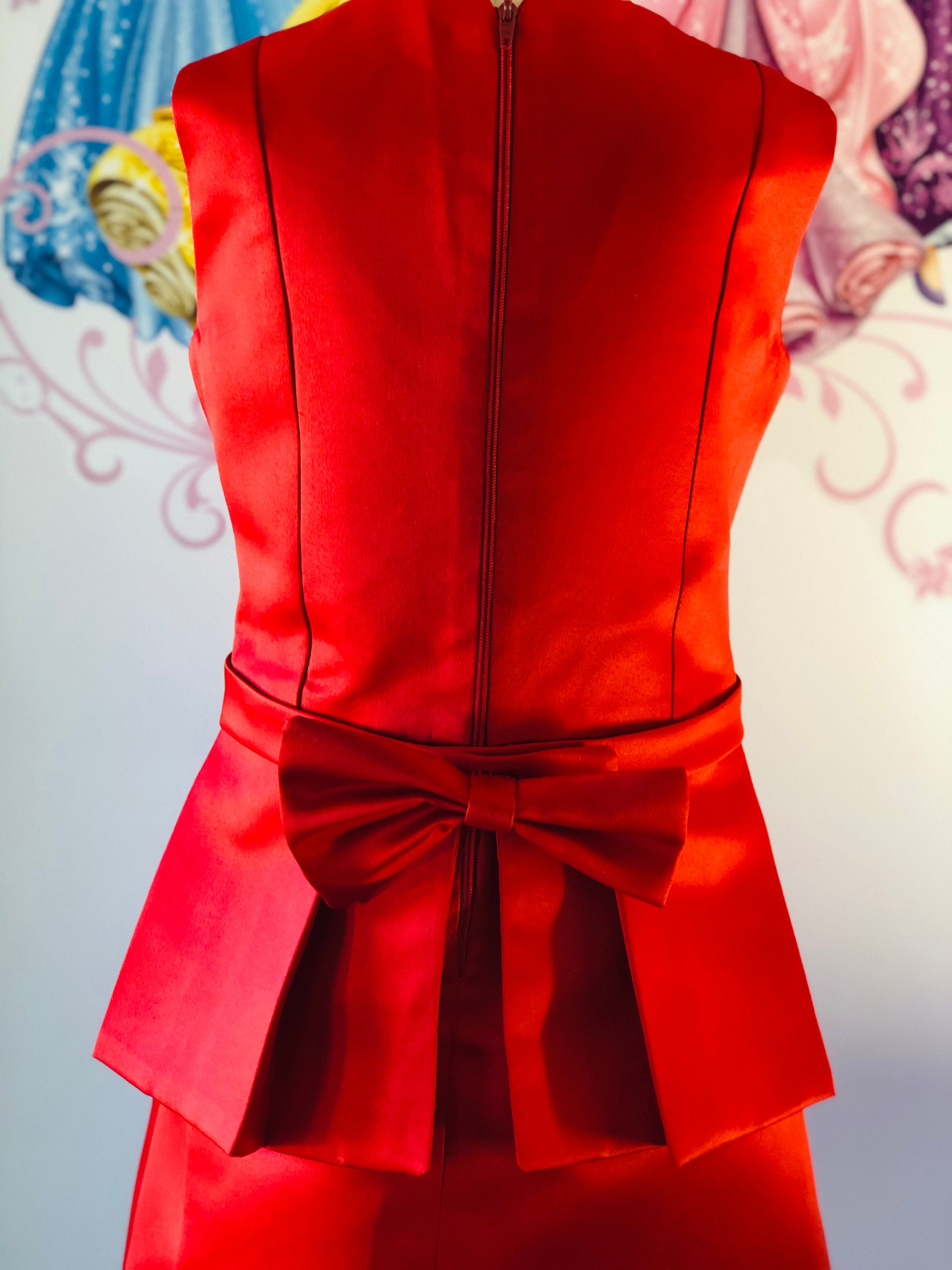 Red Interview Dress Pageant Red Dress With Peplum and Bow - Etsy