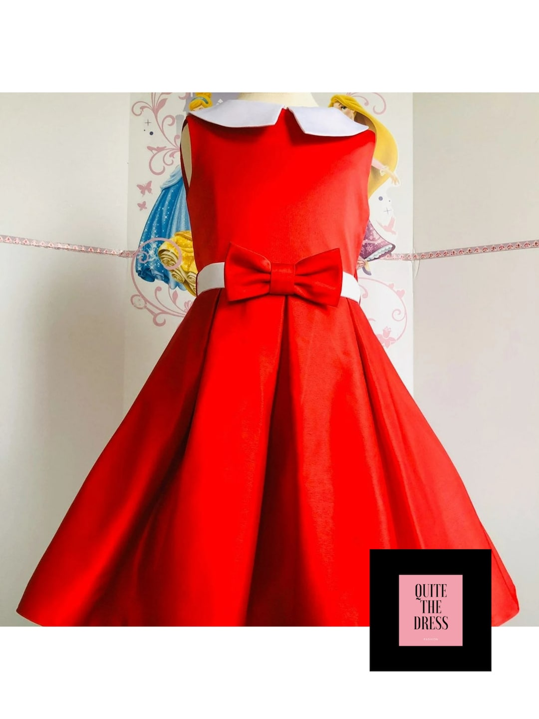 Red Interview Dress Pageant Dress With Bow Girls Satin Pageant Red and ...