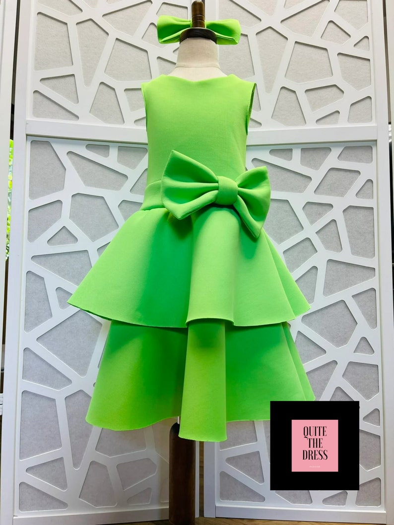 Kelly Green Pageant Dress With Bow Girls Neoprene Homecoming - Etsy