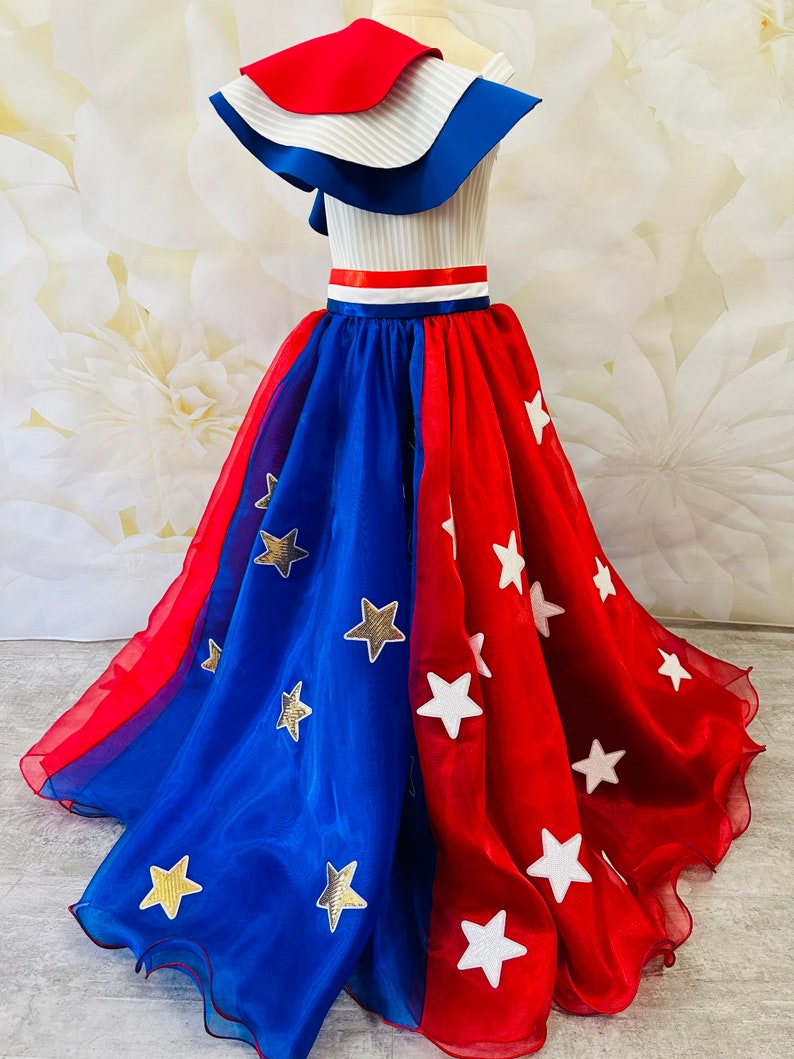 Red White Blue Wear With Cape Pageant Fun Fashion Girls Patriotic ...