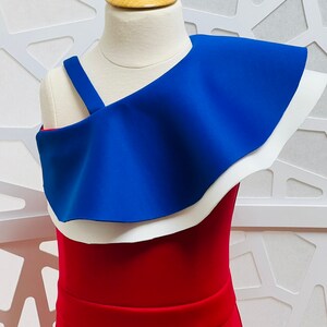 Red White Blue Jumpsuit Pageant Fun Fashion Girls Neoprene Scuba ...