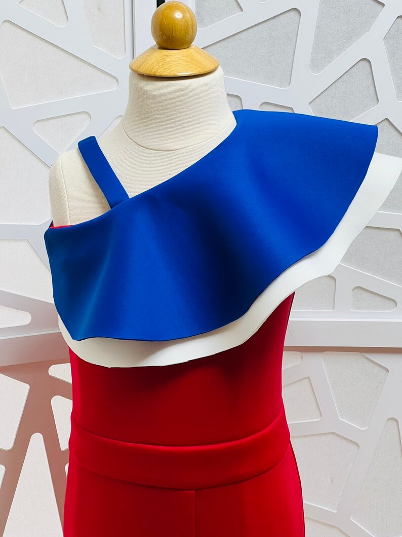 Red White Blue Jumpsuit Pageant Fun Fashion Girls Neoprene Scuba ...