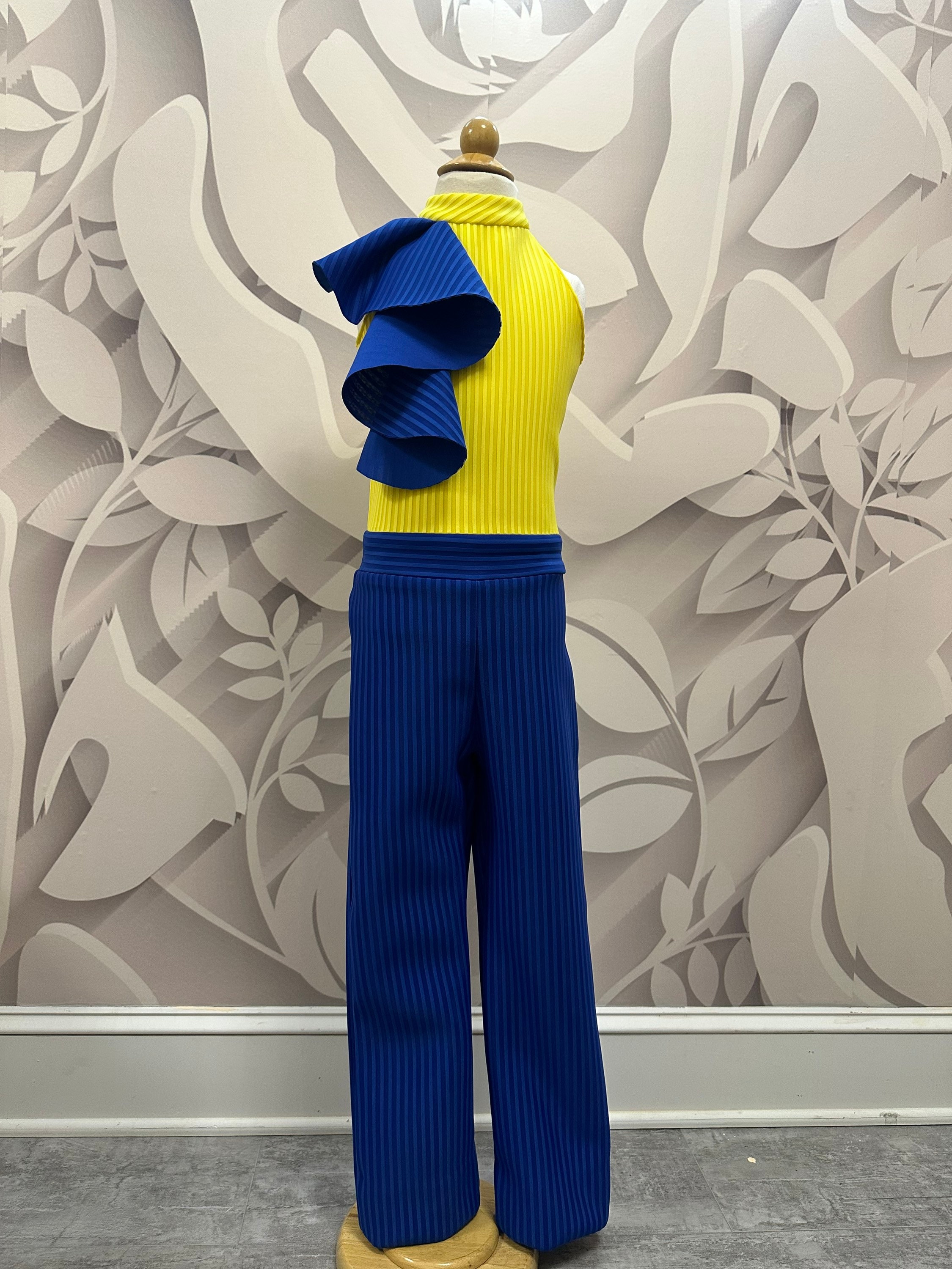 Royal Blue Yellow Interview Jumpsuit Pageant Royal Blue Outfit Girls ...