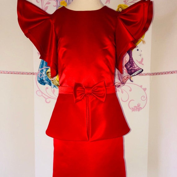 Red interview dress Pageant red dress with peplum and bow | Etsy