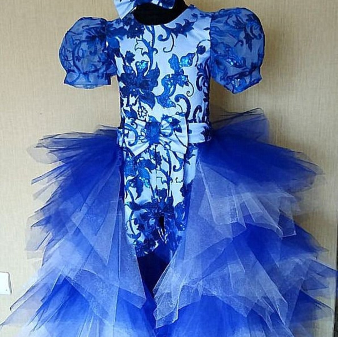 Fun Fashion Satin Blue White Girls Outfit Pageant Runway Pageant Outfit ...