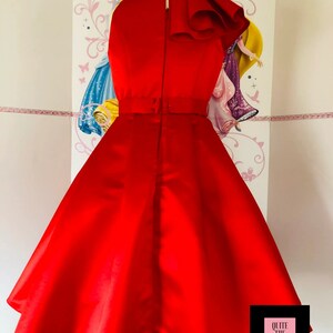 Red Interview Dress Pageant Dress With Belt Girls Satin Fluffy Dress ...