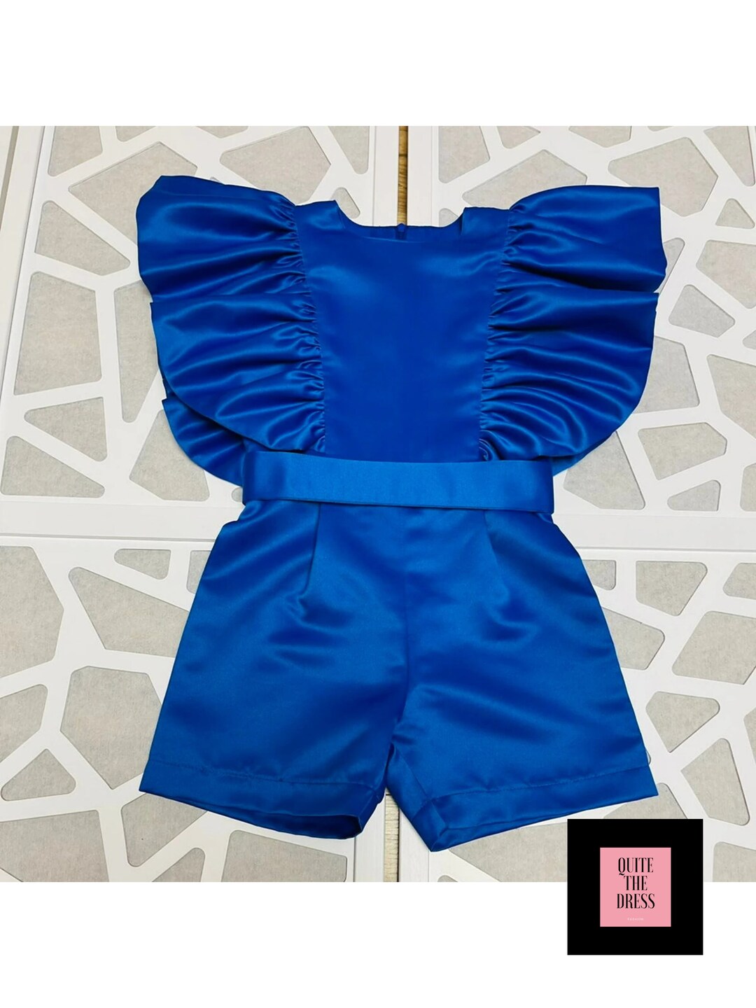 Royal Blue Interview Jumpsuit Pageant Blue Outfit Girls Satin Ruffles ...