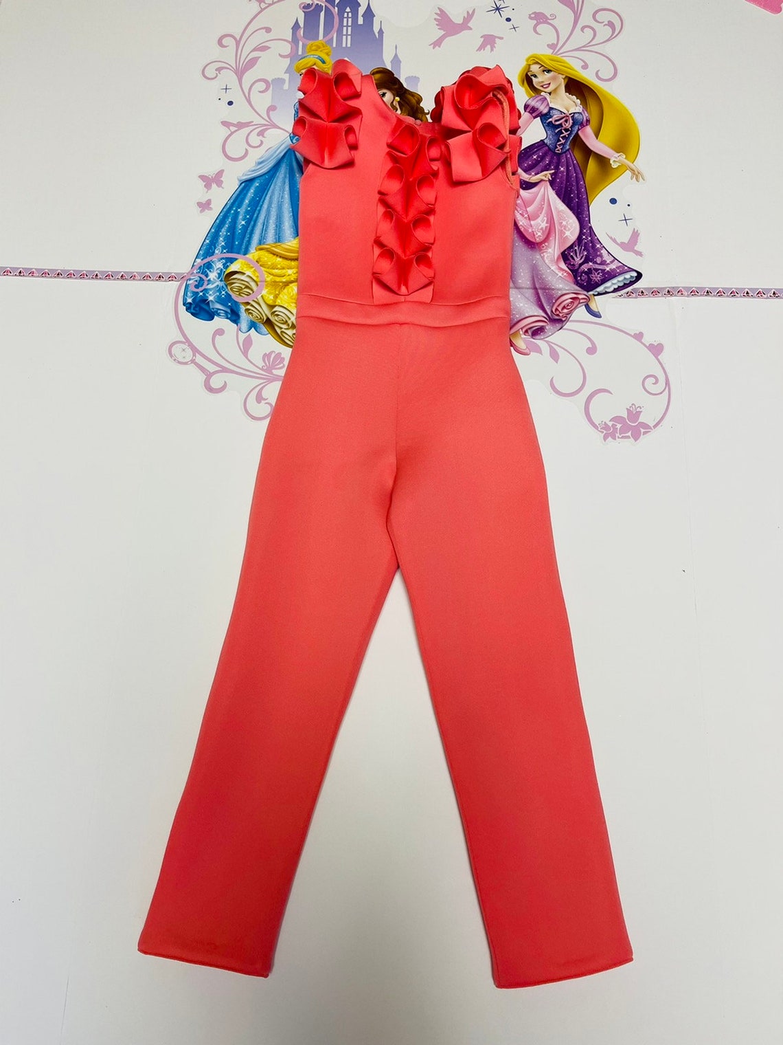 Pink Interview Jumpsuit Pageant Peach Outfit With Ruffles - Etsy