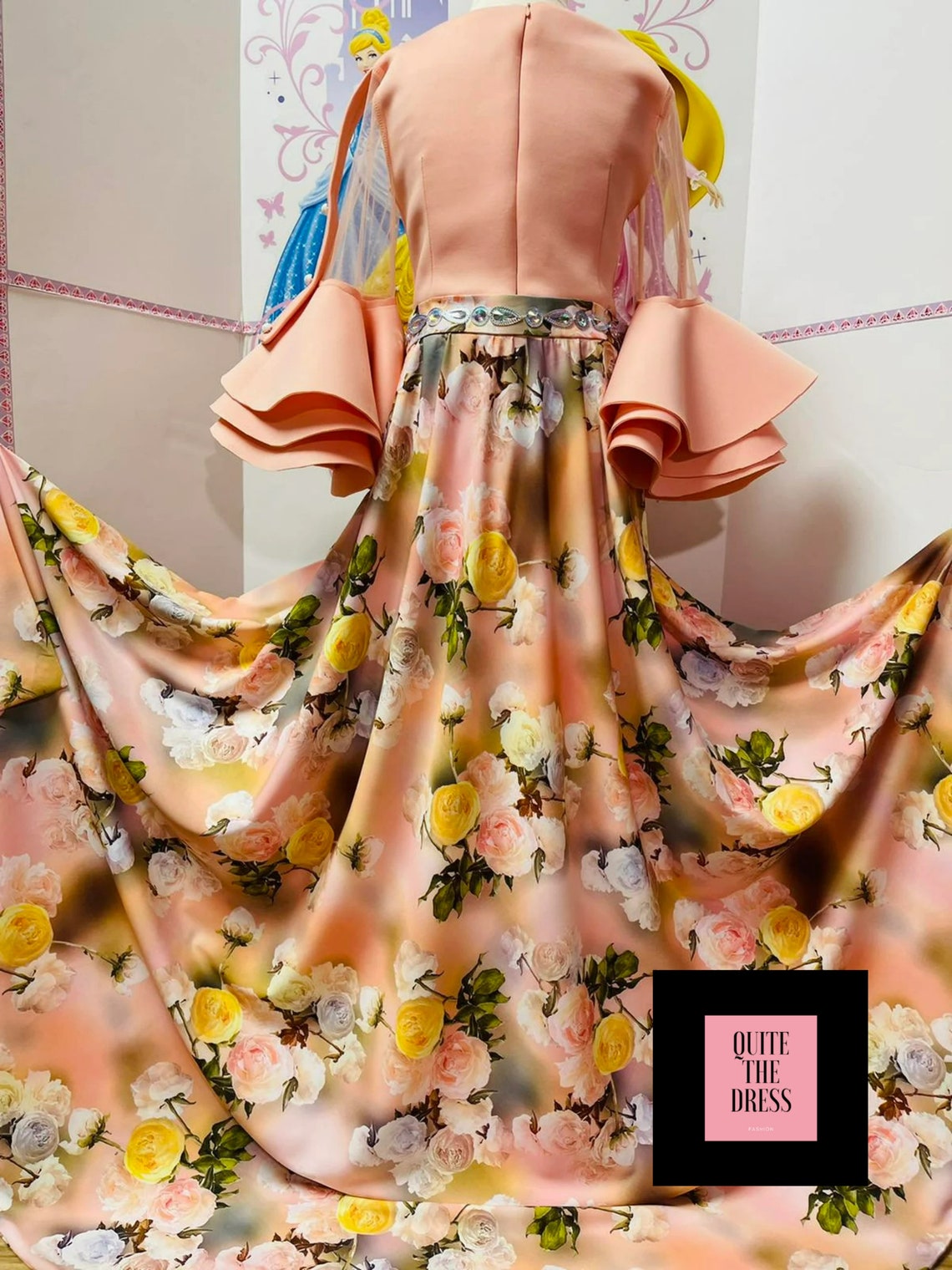Peach Jumpsuit With Skirt Pageant Runway Outfit Girls Neoprene Jumpsuit ...