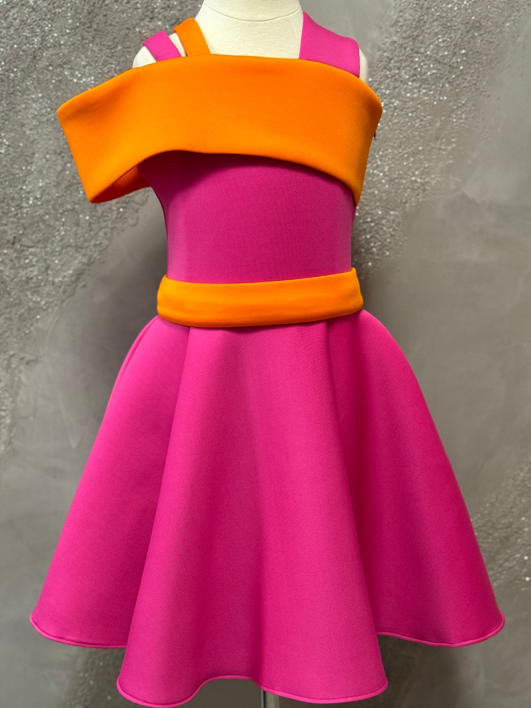 Hot Pink Orange Interview Dress Unique Casual Dress Girls Scuba Dress ...